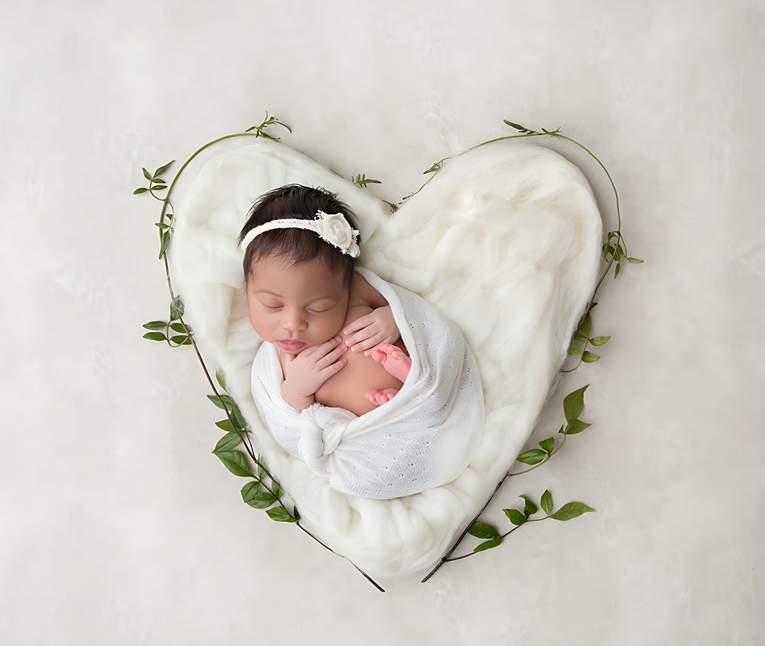 LOVE Heart Newborn Digital Backdrop White Floral Love Newborn Basket ...