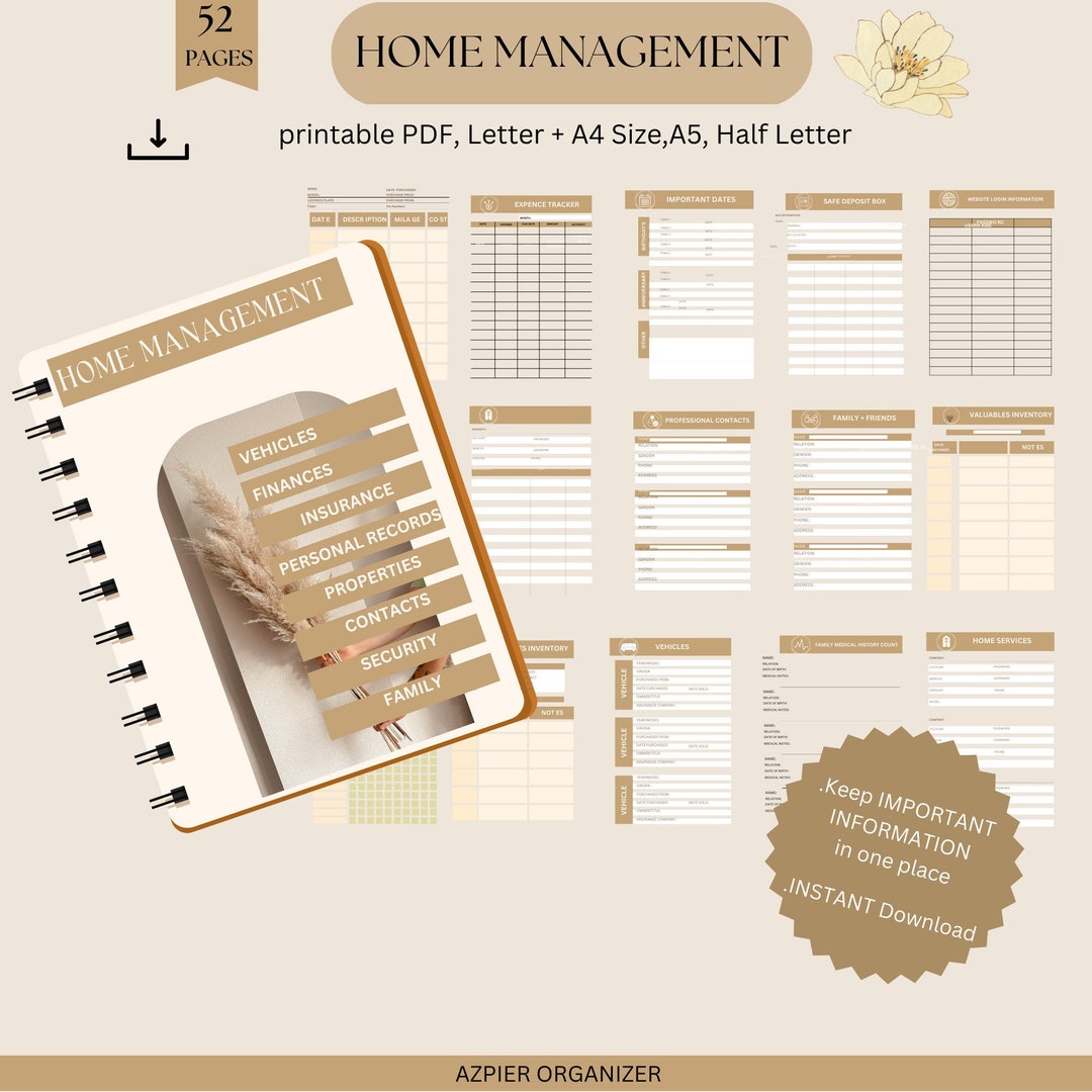 Ultimate Home Management Binder, Emergency Home Kit,household Binder ...
