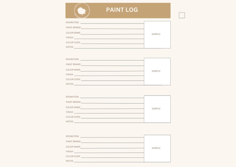 Paint Color Log - Household Paint Colour Tracker - Home Organizer ...