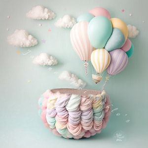 Hot Air Balloon Newborn Backdrop Photo Digital Print Download Instant ...