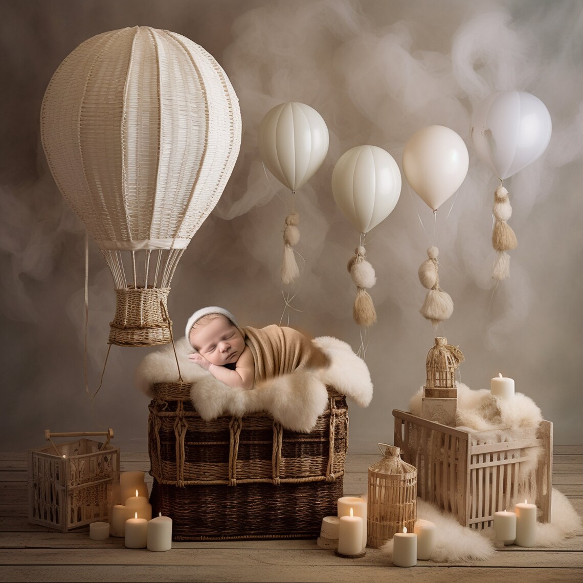 Nyarose Newborn Backdrop of Hot Air Baloon That Looks Like a WOW ...