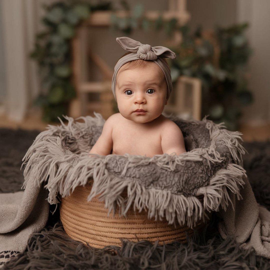 Realistic Newborn Baby Backdrops - Brown Wool Baby Photoshoot Backdrop ...