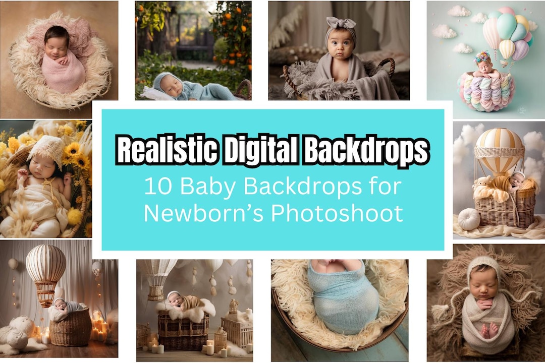 10 Realistic Newborn Baby Backdrops Bundle - Baby Photoshoot Backdrop ...