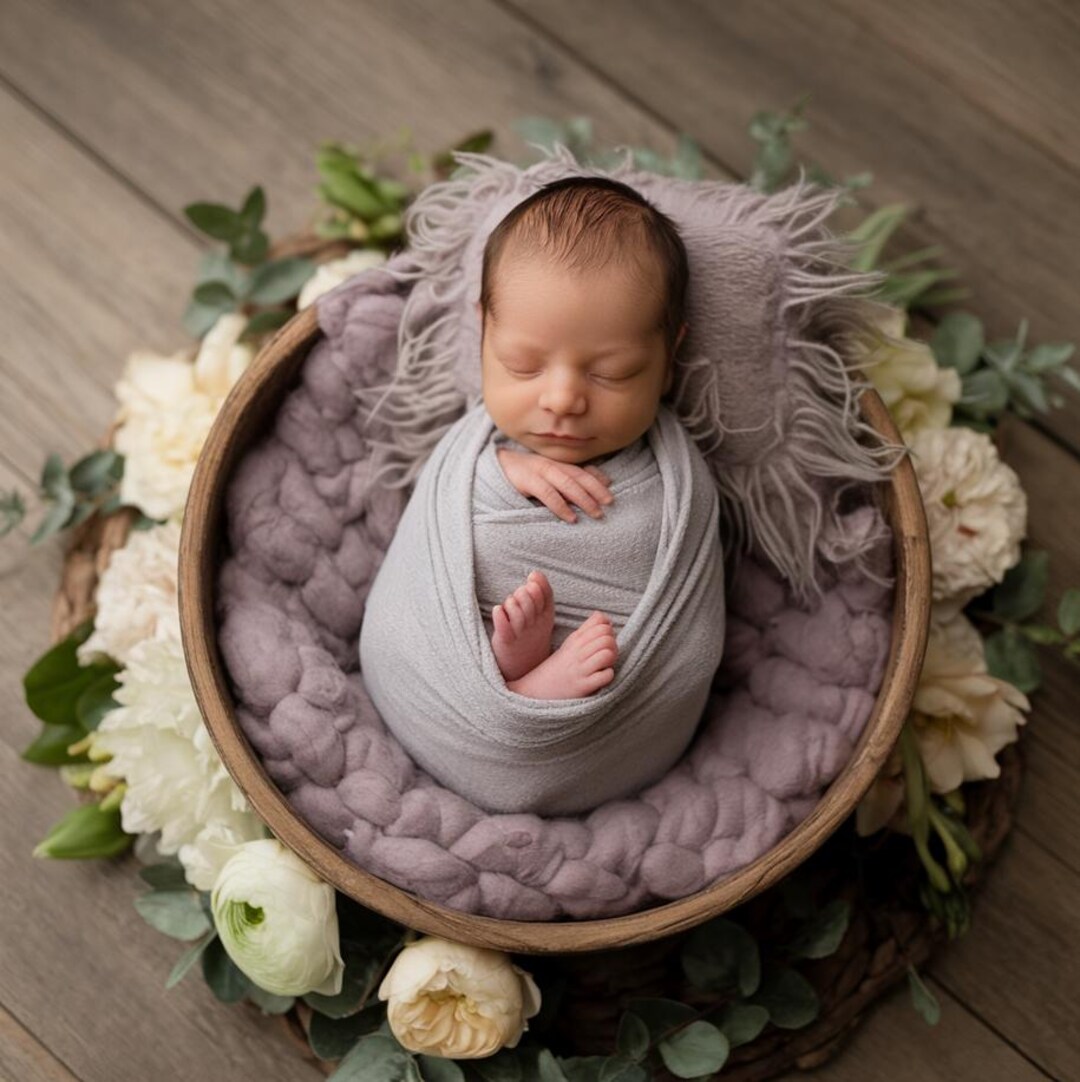 Realistic Newborn Baby Backdrops - Wool Baby Photoshoot Backdrop - Baby ...