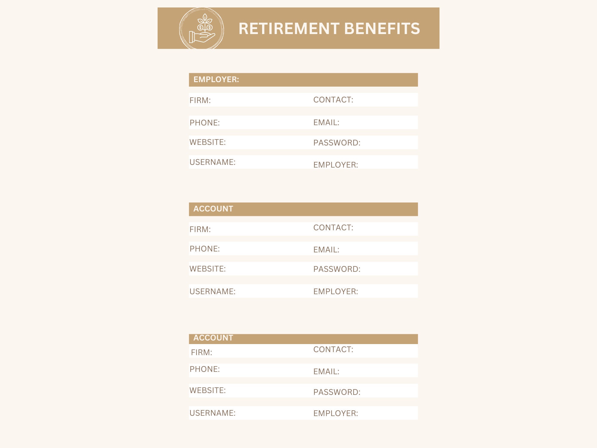 RETIREMENT BUDGET Benefit Tracker, Planner Emergency Binder, Challenger ...
