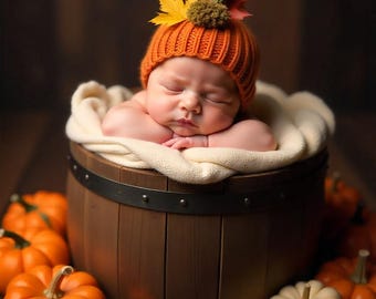 Newborn Fall Face Insert, Cozy Autumn Baby Digital Background, Newborn ...