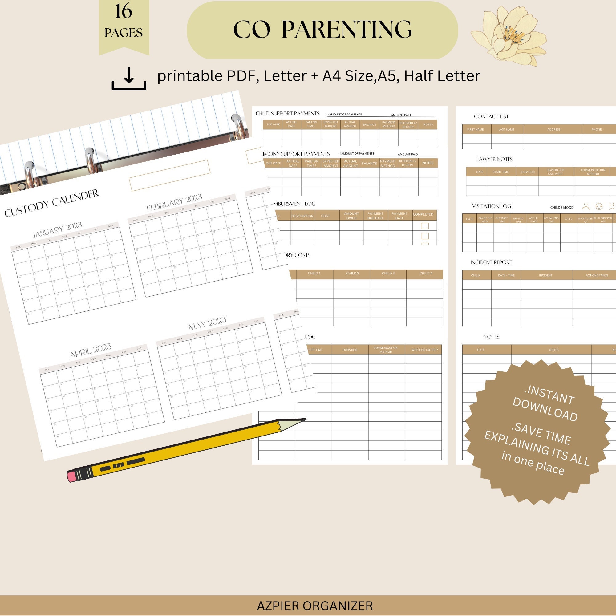 Co-parenting Planner, Spreadsheet, Child Custody Planner, Healthy Co ...