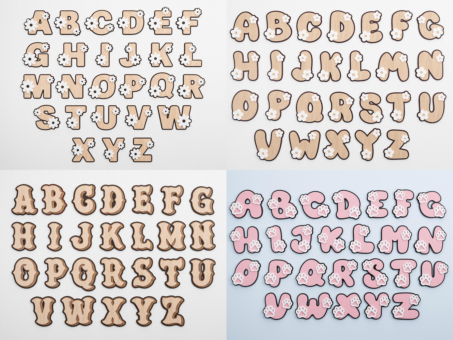 Groovy Laser Cut Letters – SVG Font Bundle, CNC Ready (digital Download ...
