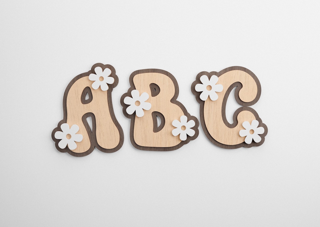 Letters Laser Cut Files DXF & SVG for Glowforge, Groovy Monogram ...