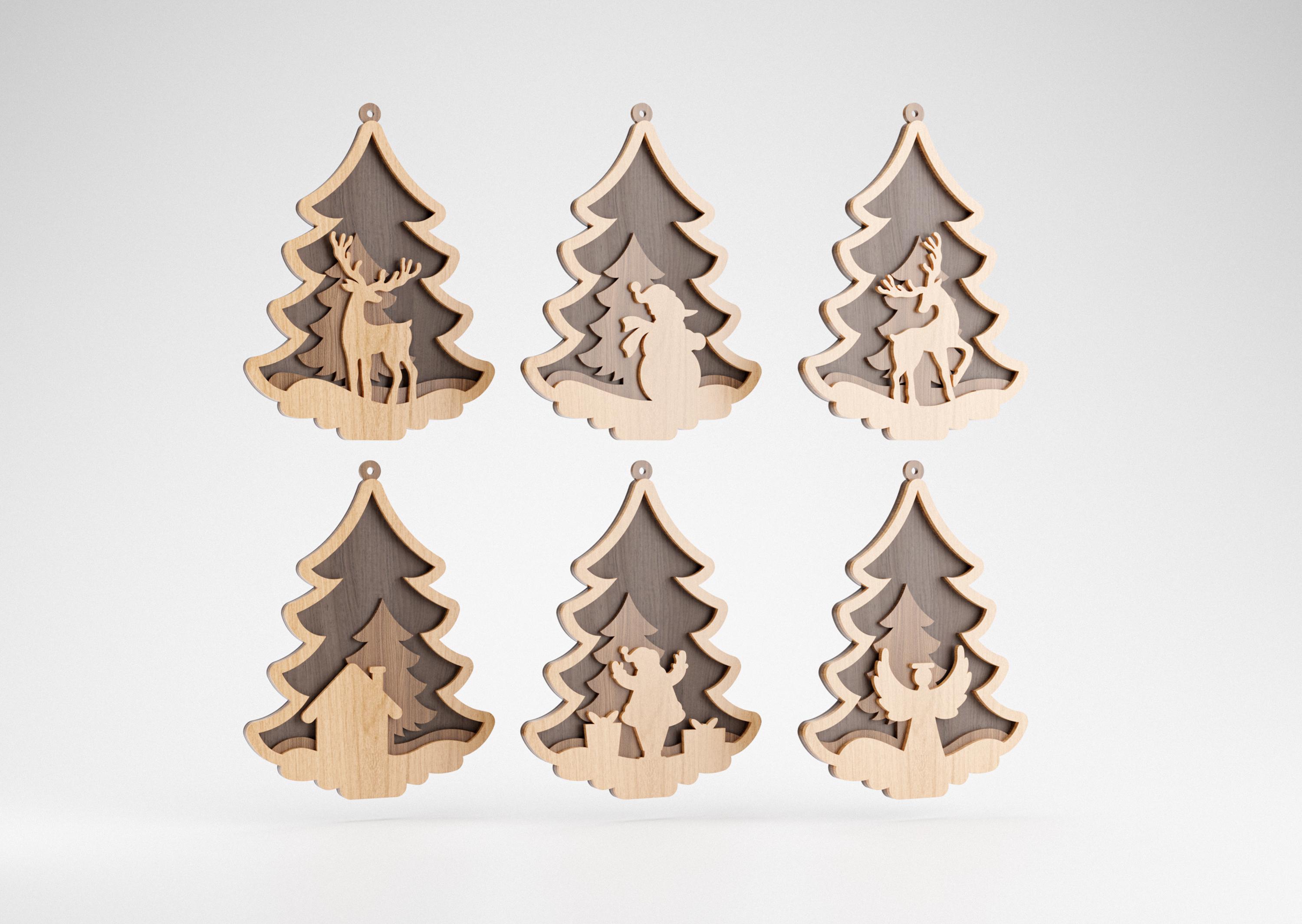 Layered Christmas Tree Ornament SVG Bundle | Laser Cut Files - Etsy