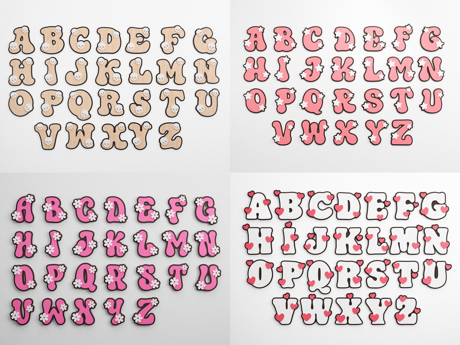 Groovy Laser Cut Letters – SVG Font Bundle, CNC Ready (digital Download ...