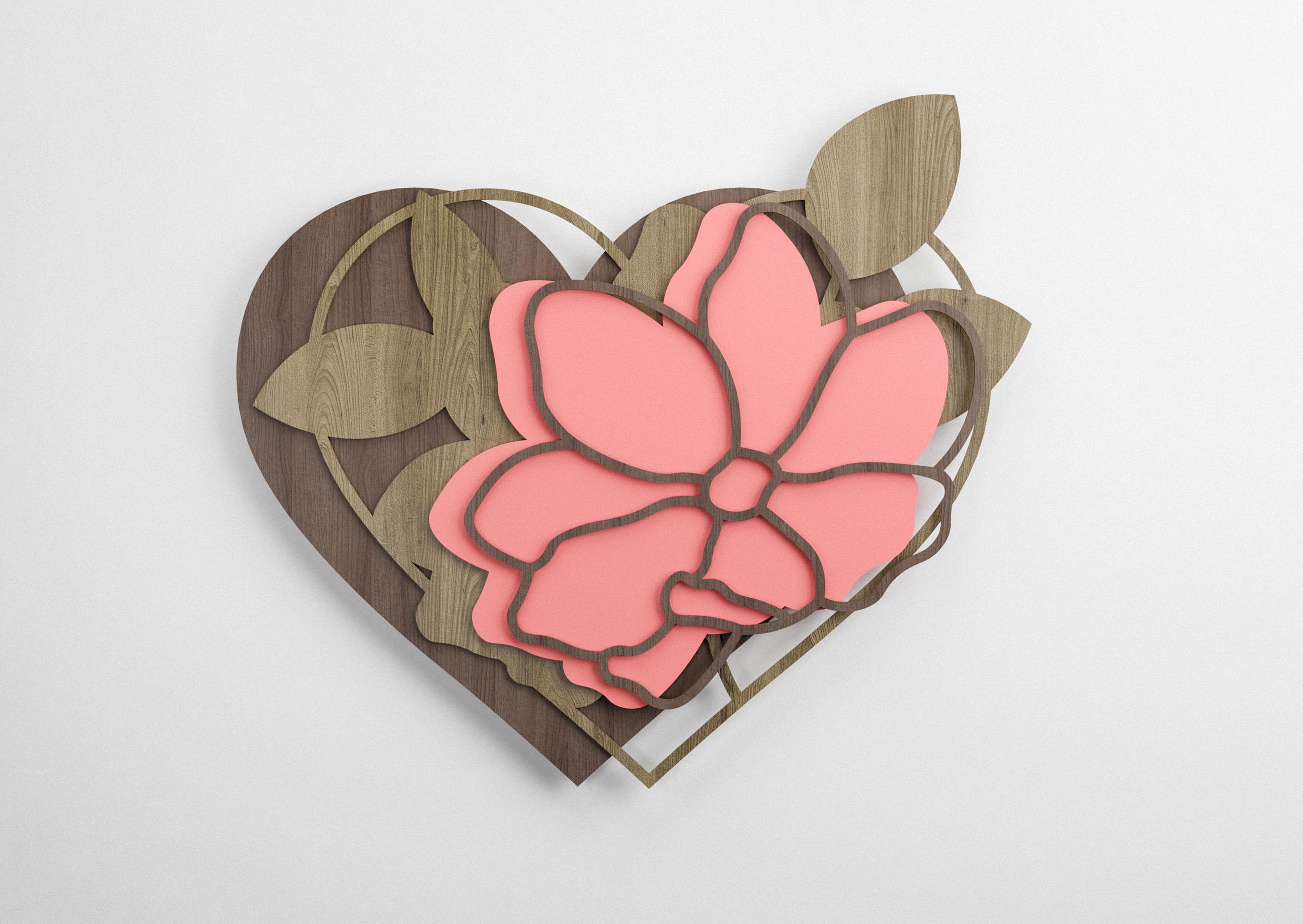 Heart With a Flower Laser Cut Files, SVG & DXF for DIY Home Decor ...