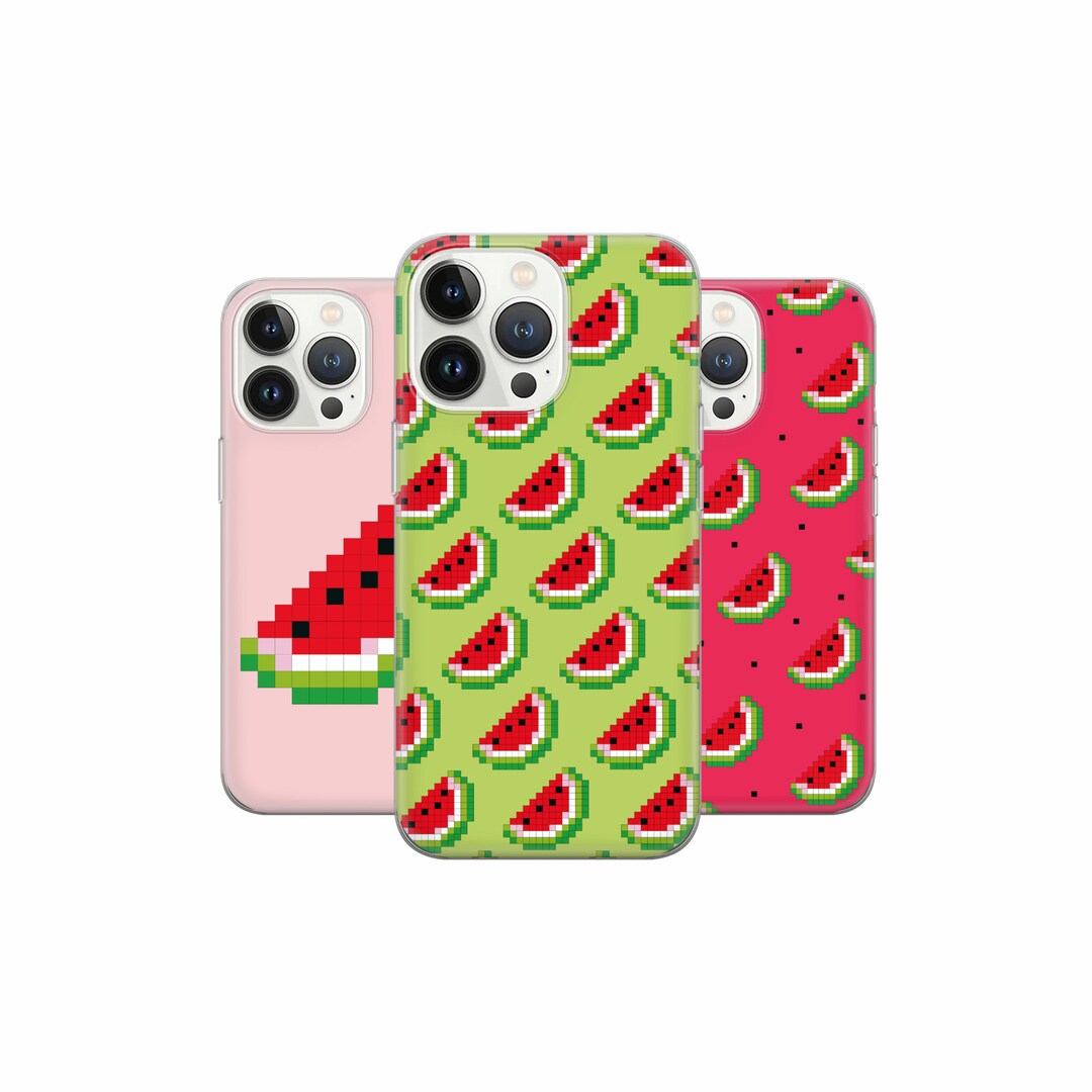 Watermelon Phone Case Pixel Art Cover for iPhone 15 14 13 12, Samsung ...
