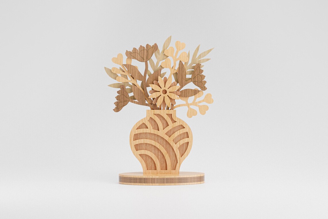 Laser Cut Flower Vase Bundle – 3D Wooden Mandala Decor (digital ...