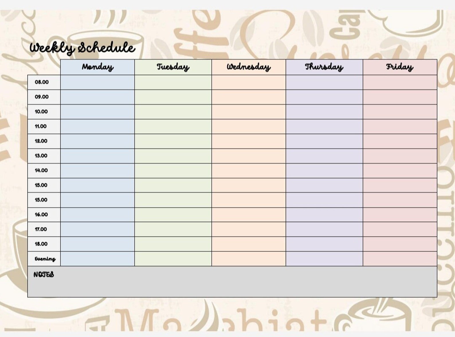A3 Coffee Lovers Weekly Planner/schedule - Etsy