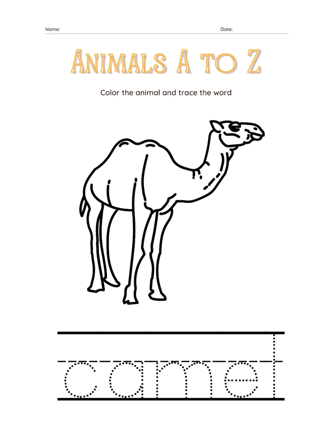 Animals A-Z Worksheets (digital Download) - Etsy