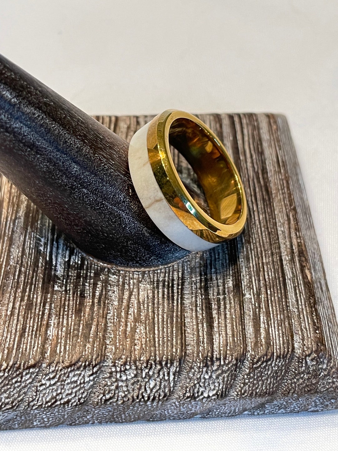 Custom Milled Brass Mens Ring With Antler Personalization Available - Etsy