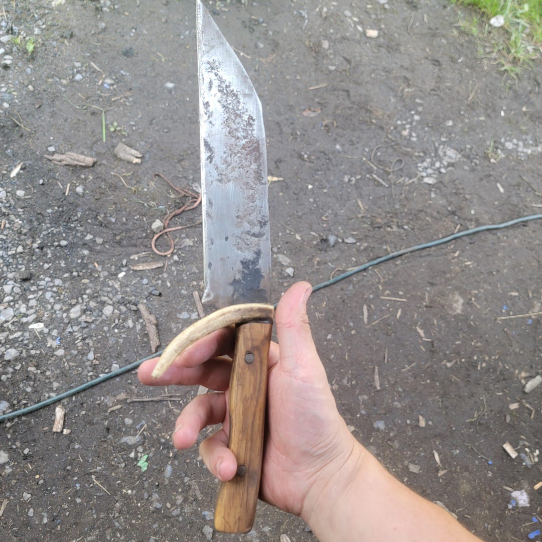 Hand Forged Viking Seax Knife Full Tang Survival Knife With Deer Antler ...