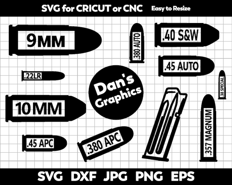 Pistol Bullet Pictograms | Reloading Pictogram | Ammo Organization ...