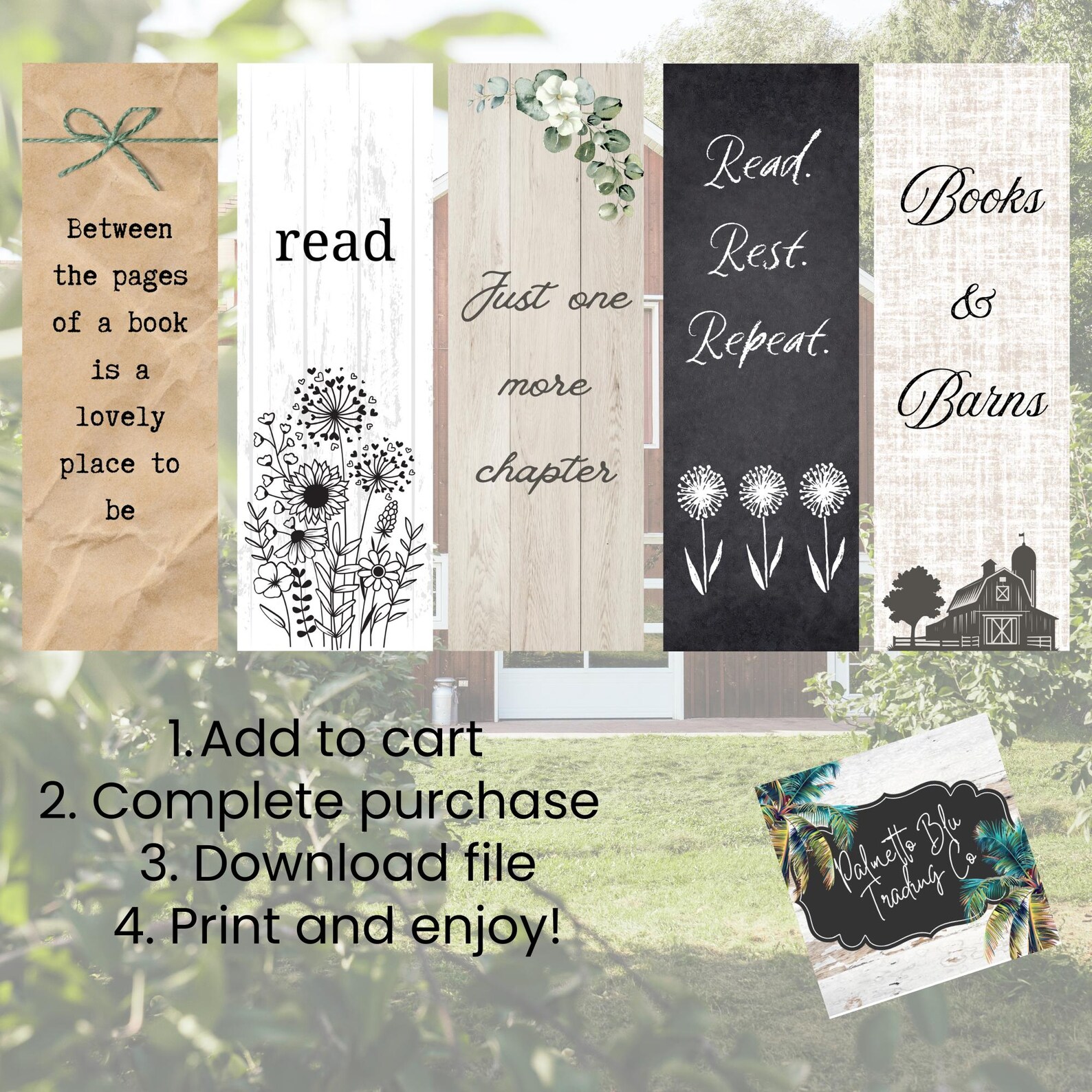 Printable Minimalist Farmhouse Bookmarks Set of 5, Minimalist ...