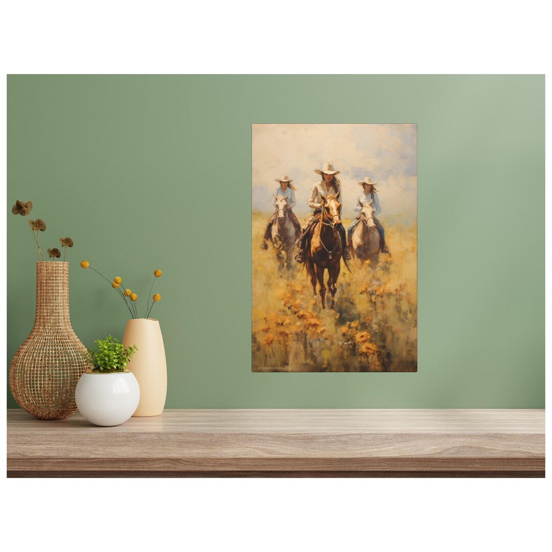 Three Cowgirls Canvas Print, Vintage Western Wall Art - Etsy