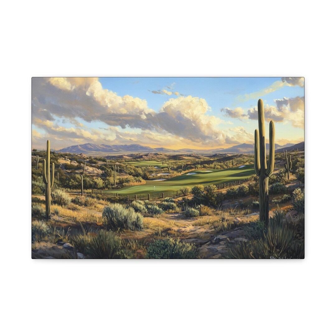 Desert Golf Course Wall Art Canvas, Golf Course Decor, Western Golf ...