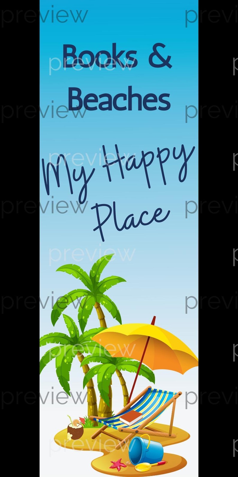 Fun Beachy Printable Bookmarks, Printable Beach Bookmarks Set of 5, Fun ...