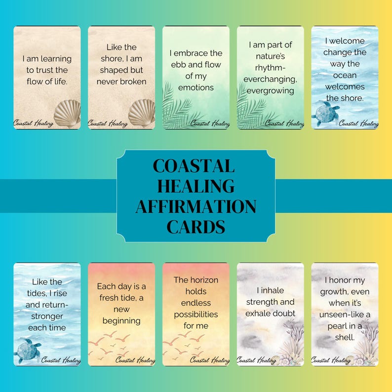 Coastal Healing Affirmation Cards Set of 30, Mindfulness & Self-care ...