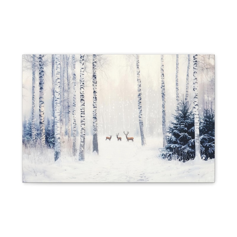 Deer and Birch Trees - Etsy