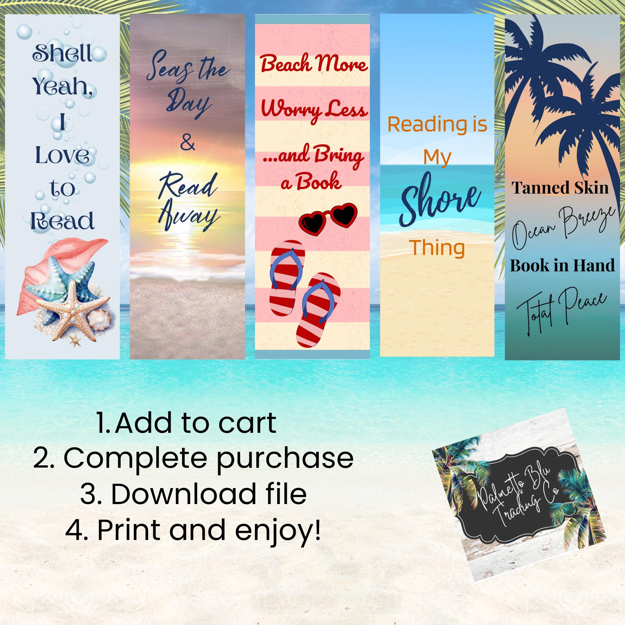 Fun Beach Themed Bookmarks, Printable Download, Printable Summer ...