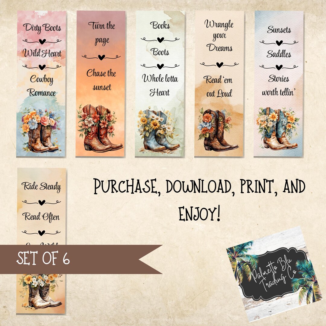 Inspirational Cowboy Boot Bookmarks, Digital Download, Printable ...