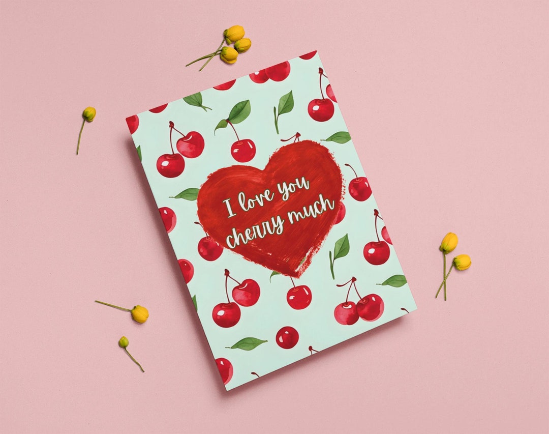 Cherry Valentines Cards, Printable Classroom Valentines, Valentines Day ...