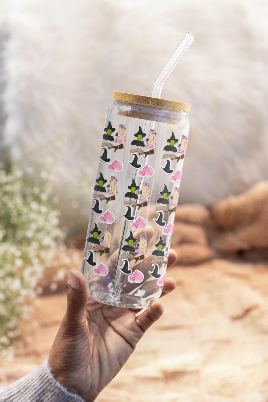 Wicked Movie Glass Can | Aesthetic Iced Coffee Cup | Elphaba Glinda ...