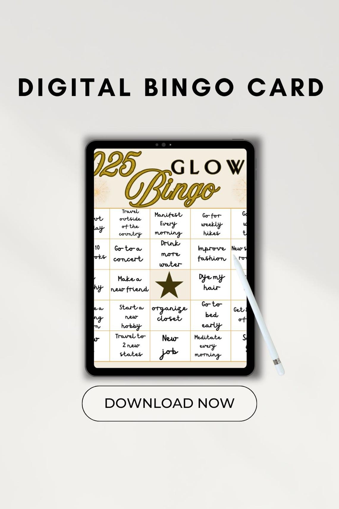 Printable Glow up Bingo Card | 2025 Bingo Card | New Year's Resolutions Tracker | Blank Bingo ...
