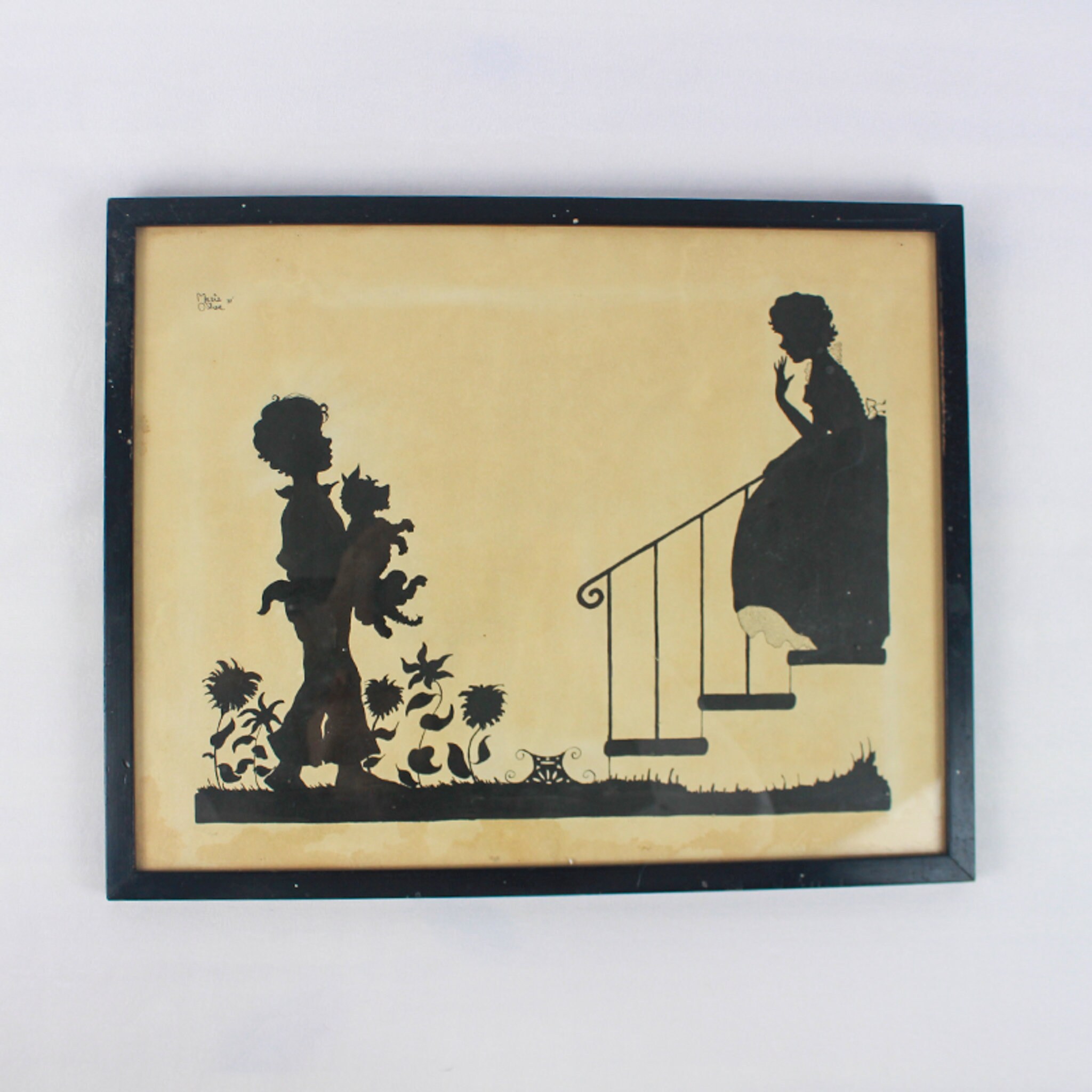 Set of 4 Vintage Silhouette Art Pieces Classic Handmade Scenes, Black ...