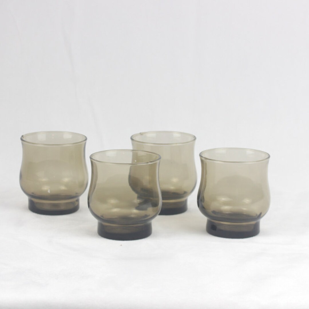 Vintage Brown Transparent Glass Cups, Set of 4 - Etsy