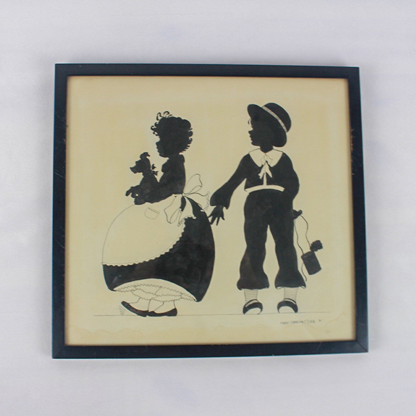 Set of 4 Vintage Silhouette Art Pieces - Classic Handmade Scenes, Black ...