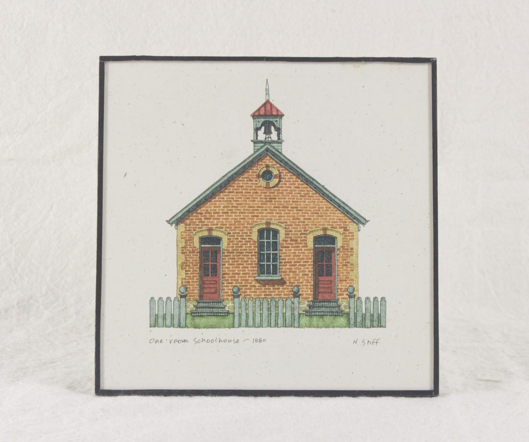 Vintage Framed Schoolhouse Print | Historic Building Art | One Room ...