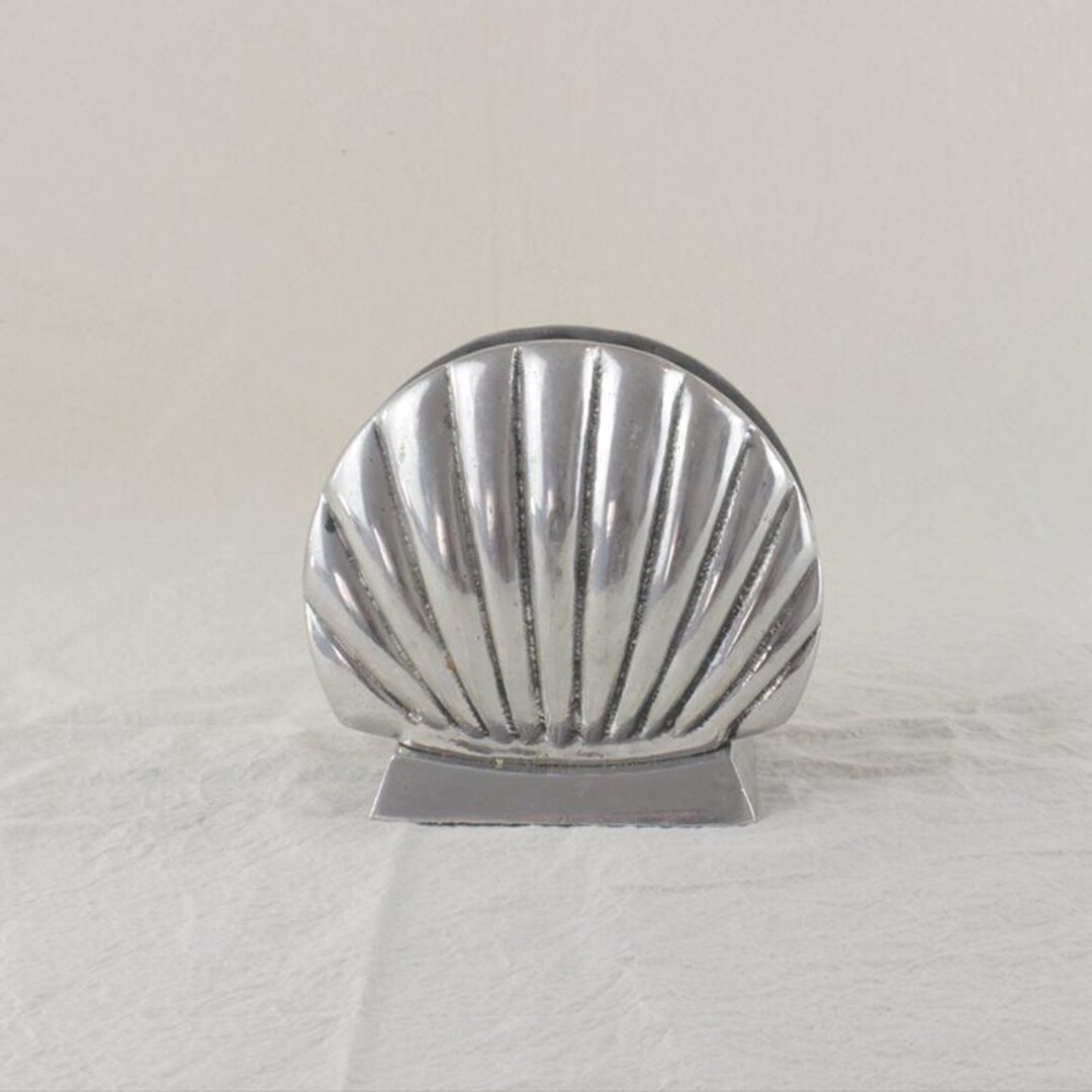 Vintage Silver Seashell Napkin Holder 1970s Metal Clamshell Kitchen ...