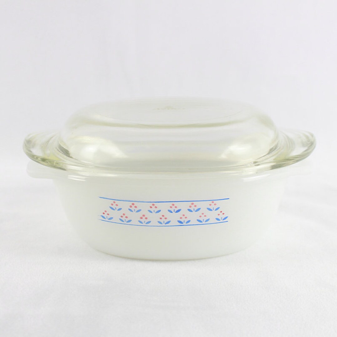 1950s Dynaware Pyr-o-rey Milk Glass Casserole Floral Pattern Dish With Lid, Vintage Kitchenware ...