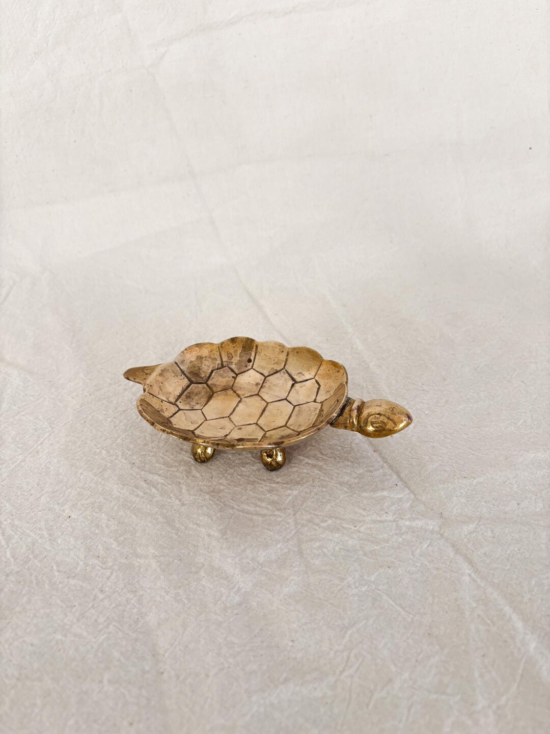 Vintage Brass Turtle Trinket Tray | Hexagon Shell Pattern | Small ...