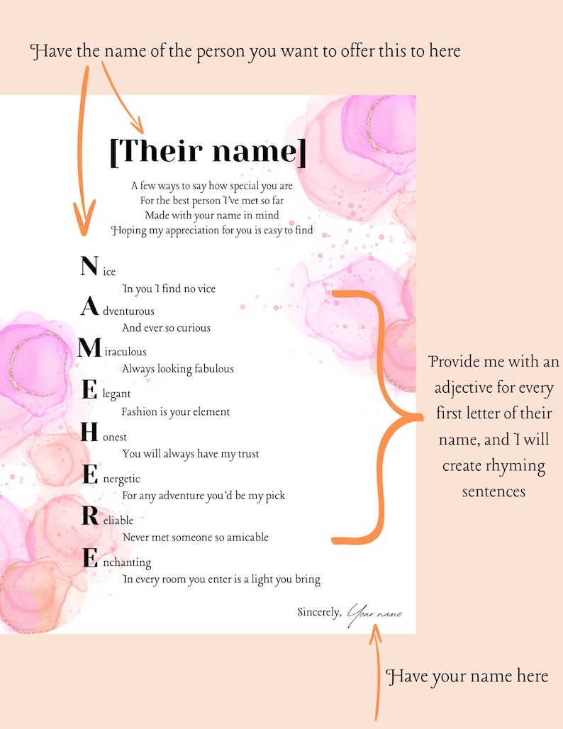 Acrostic Poem, Acrostic Name Poem, Poem Gift, Gift Poem, Personalized ...