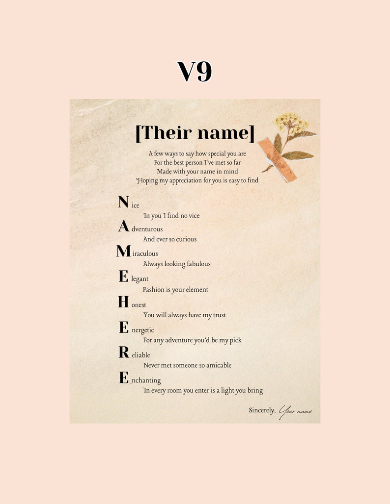 Acrostic Poem, Acrostic Name Poem, Poem Gift, Gift Poem, Personalized ...