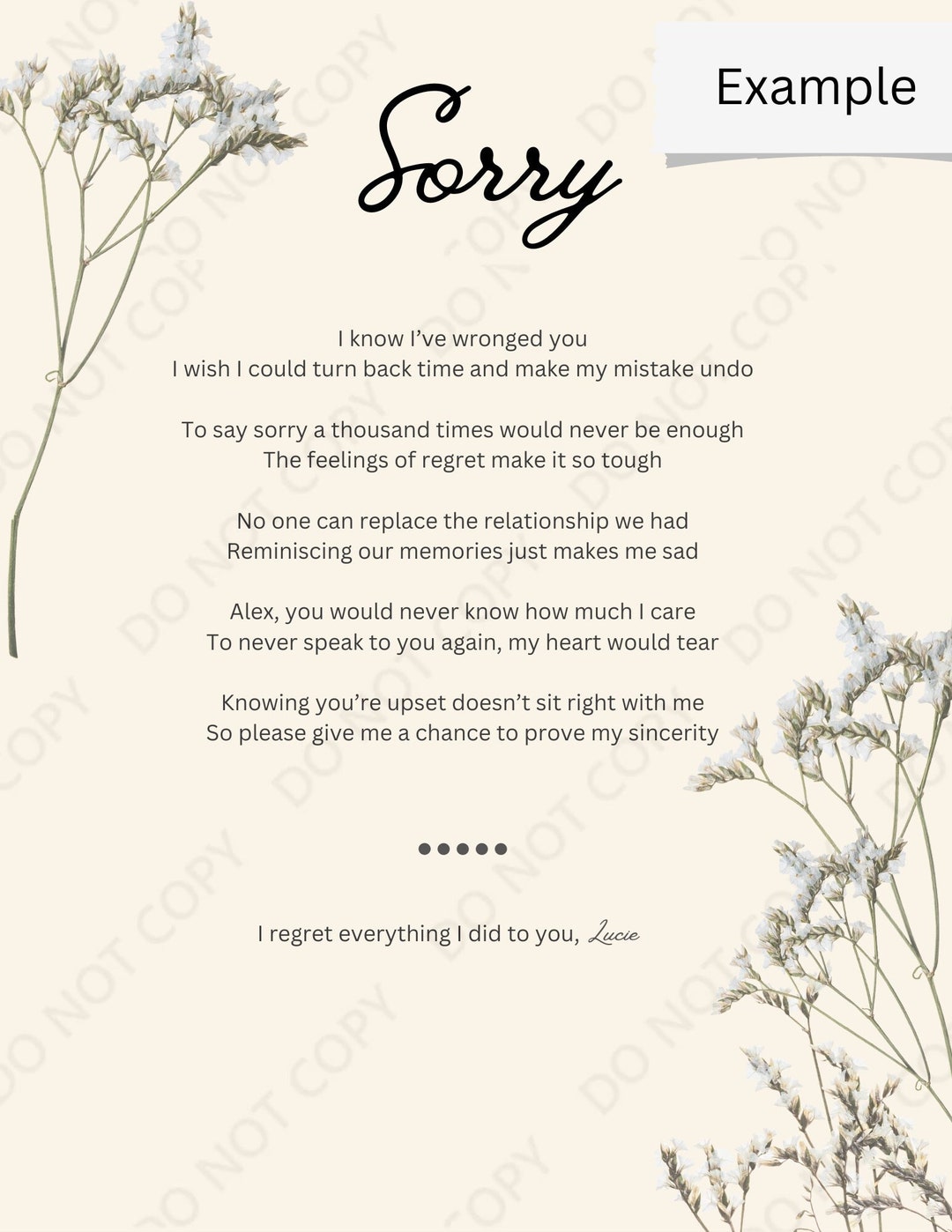 Personalized Poem Apology, Custom Poem, Apology Gift, Forgiveness Poem ...