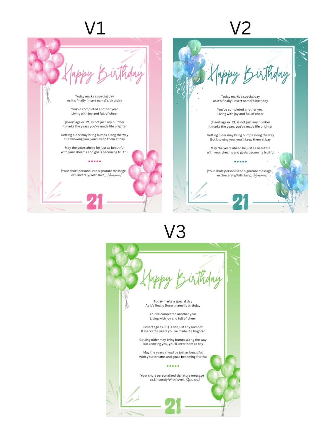 Personalized Poem Happy Birthday, Custom Poem Printable, Birthday ...