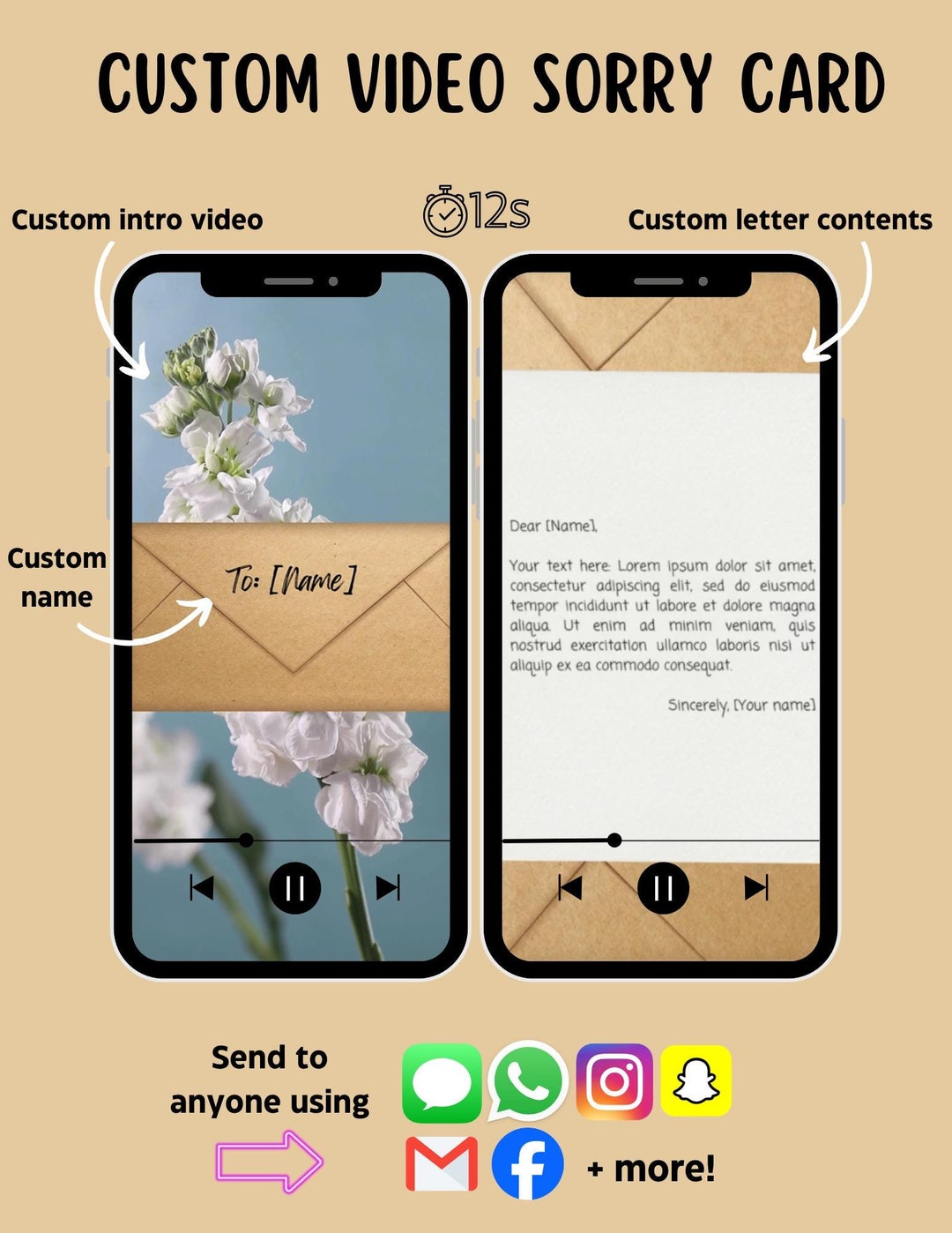 Sorry Video Card, Apology Video Custom Card, Animated Sorry Letter ...