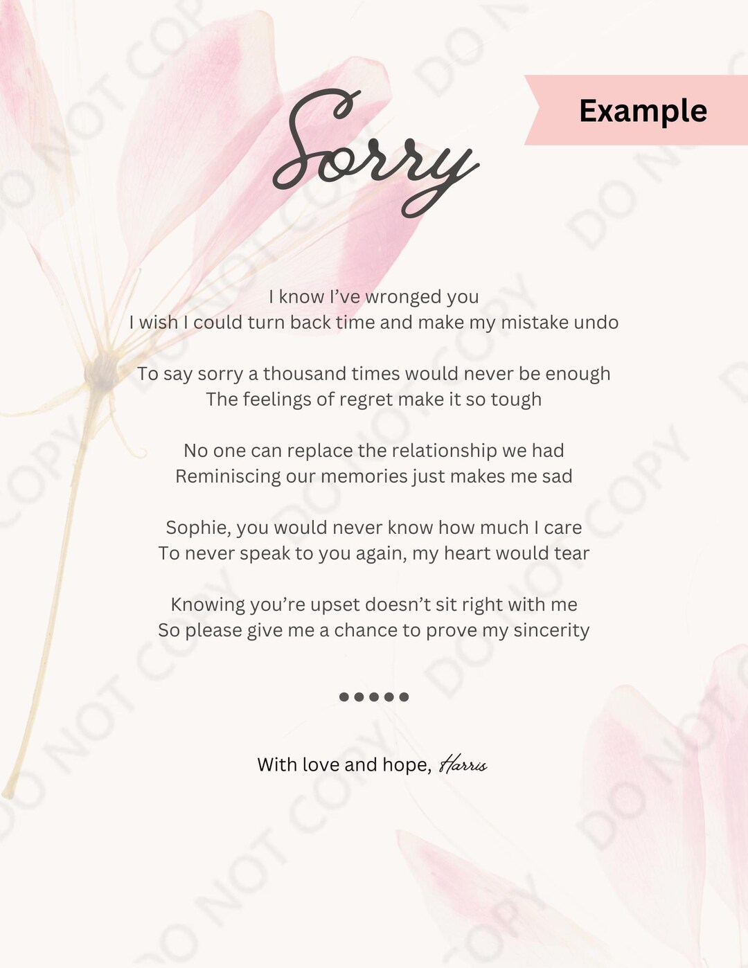 Personalized Poem Apology, Custom Poem, Apology Gift, Forgiveness Poem ...
