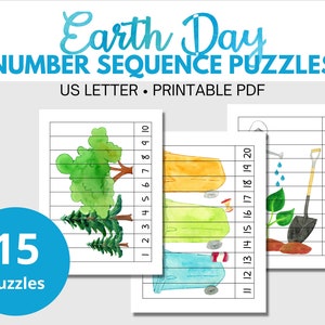 Earth Day 10 Piece Number Puzzles Printable Number Counting Puzzle for ...