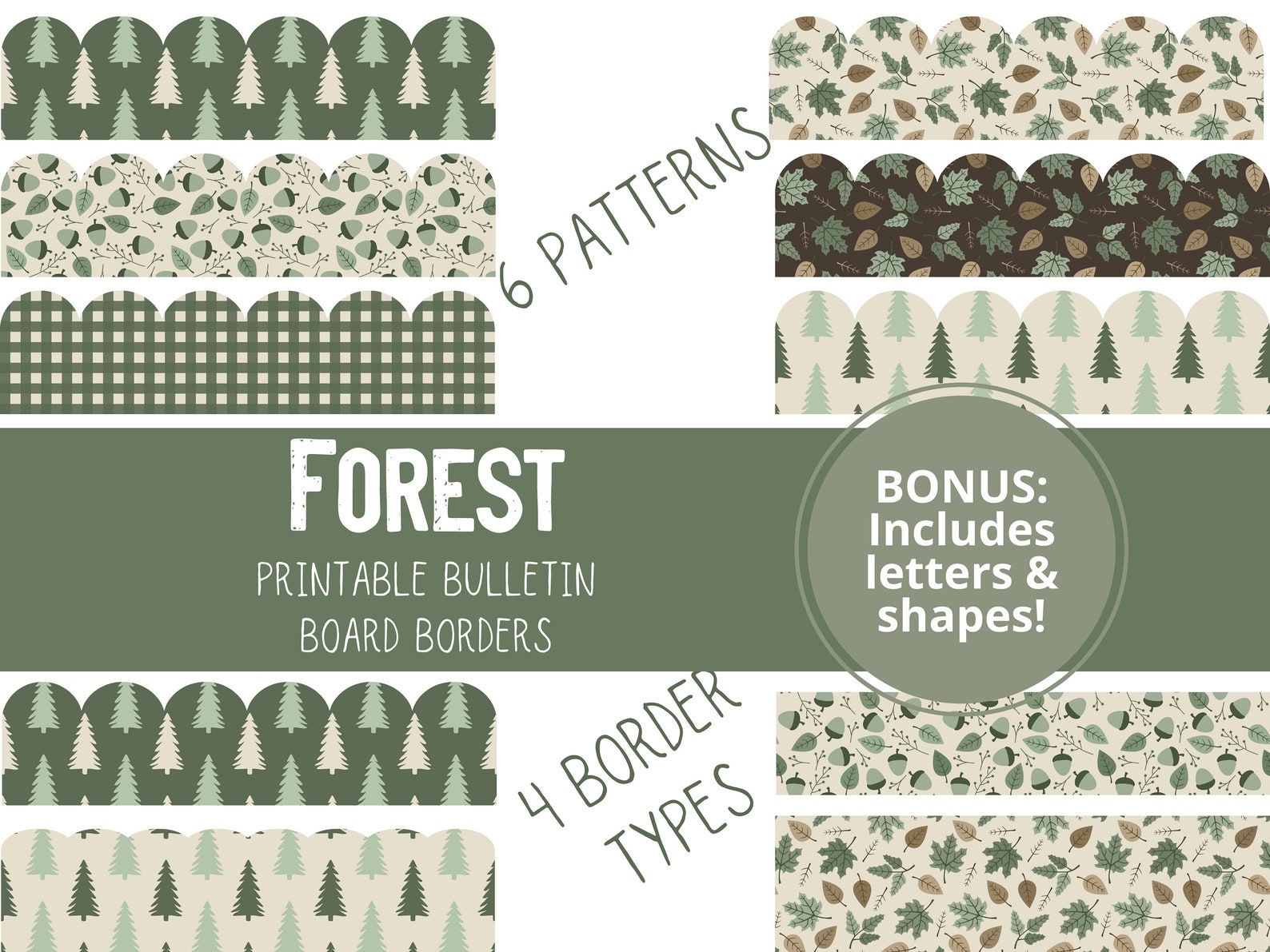 PRINTABLE Forest Bulletin Board Borders - Nature Bulletin Borders With ...