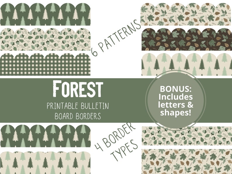 PRINTABLE Forest Bulletin Board Borders - Nature Bulletin Borders With ...